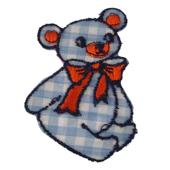 Unbranded | Office | Vintage Retro 97s Iron On Blue Gingham Teddy Bear ...